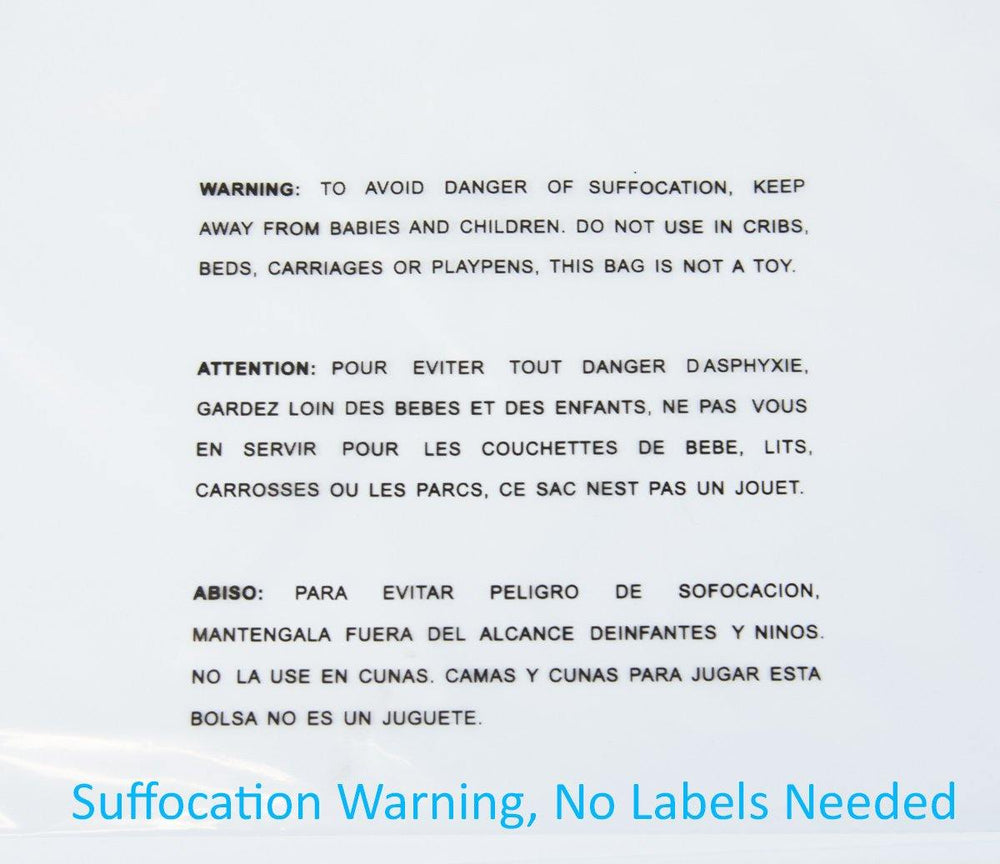 Self Seal Clear Poly Bag 305mm x 381mm Suffocation Warning for FBA